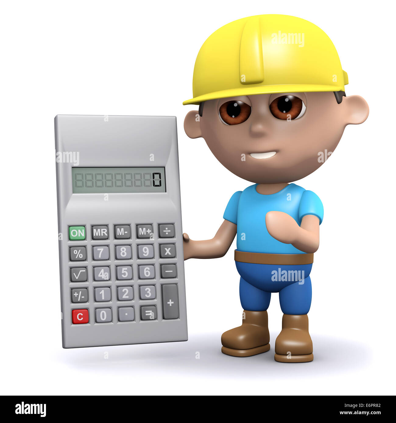 3d render of a builder with a calculator Stock Photo - Alamy