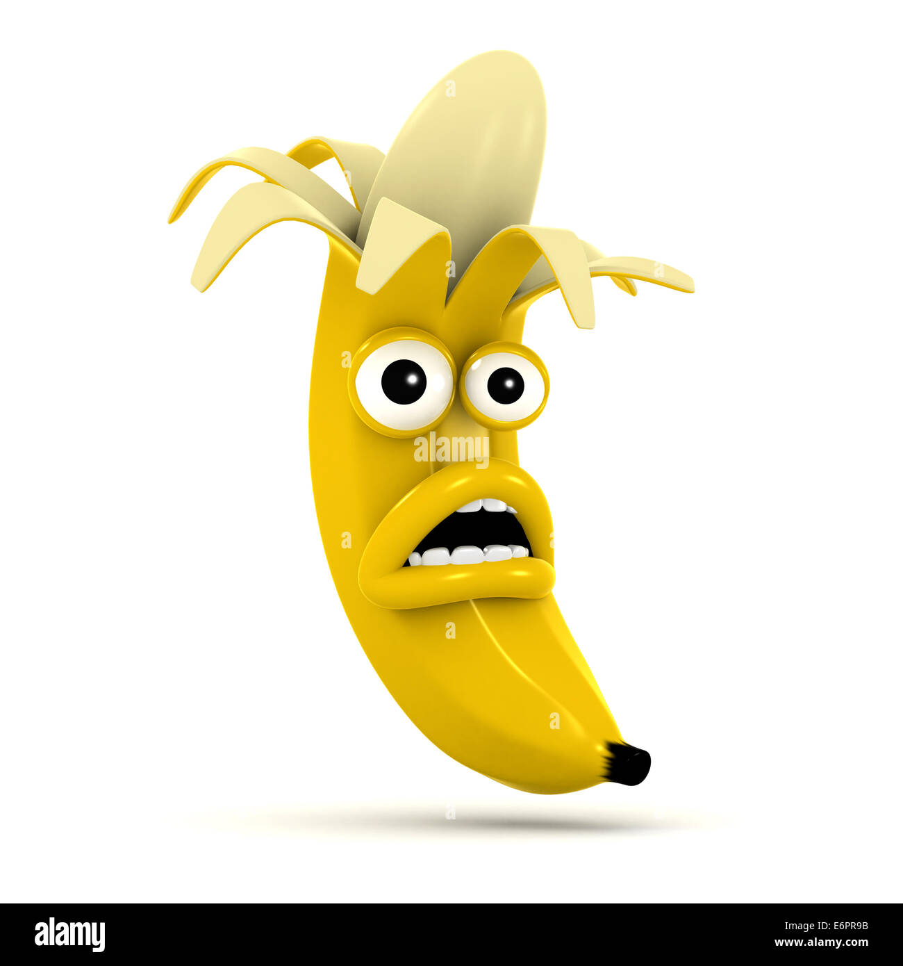 3d render of a peeled banana looking completely shocked Stock Photo - Alamy