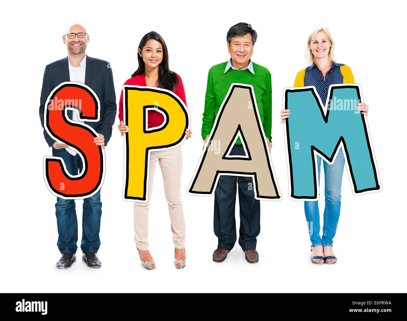 DIverse People Holding Text Spam Stock Photo - Alamy