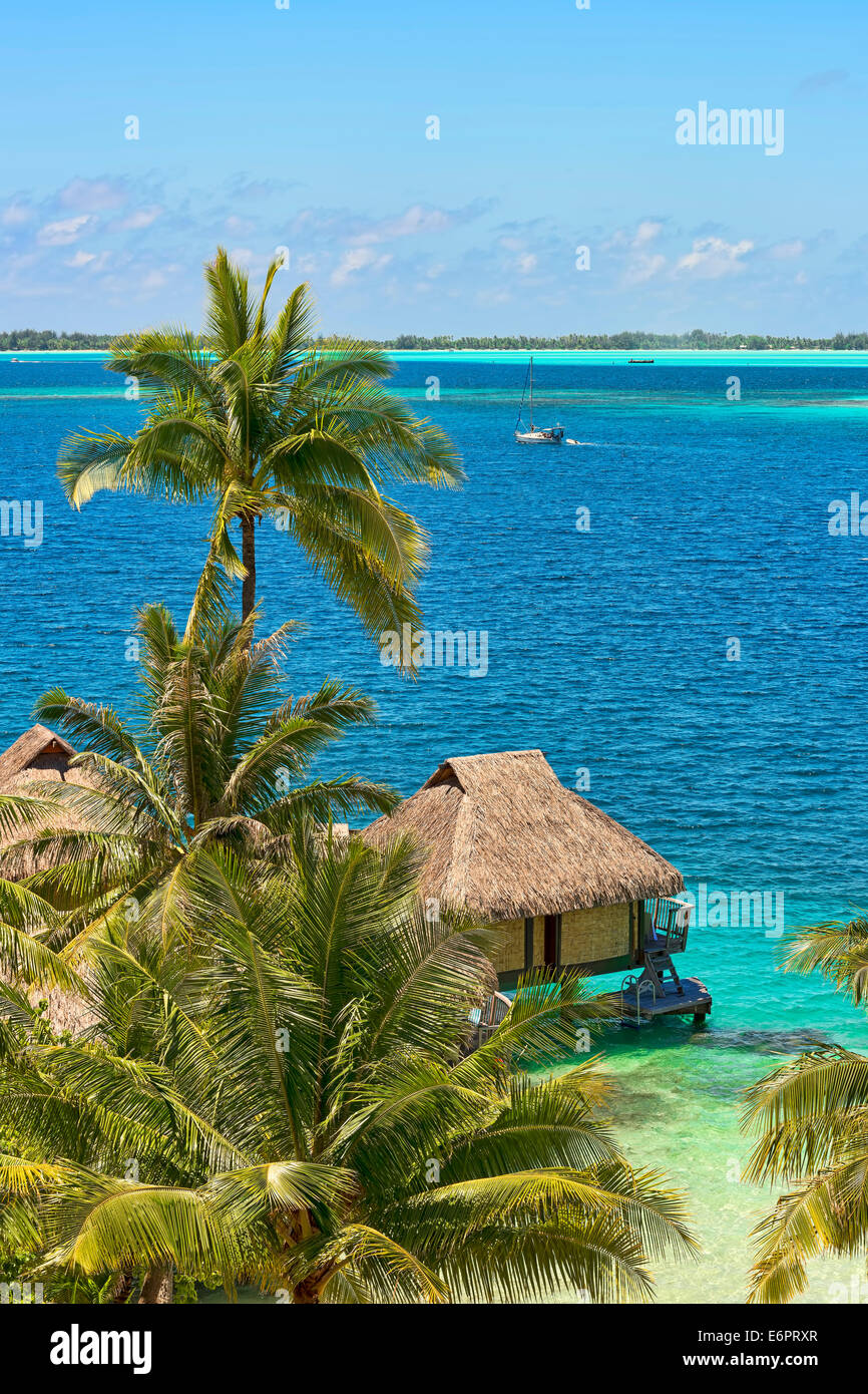 View of lagoon, South Pacific, Bora Bora, French Polynesia Stock Photo ...
