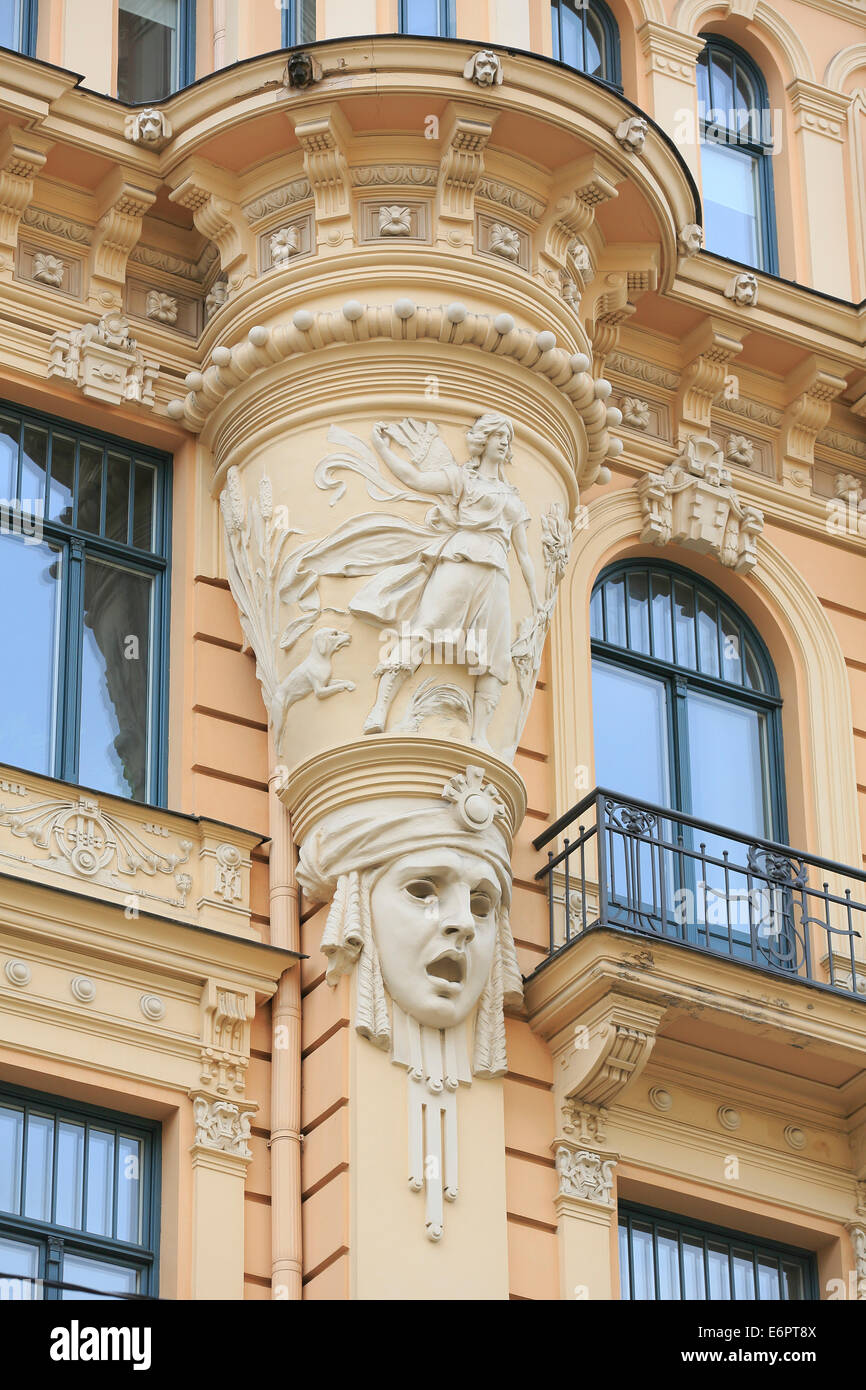 Art Nouveau facade of the house Alberta iela 13 or Albert Street 13 ...