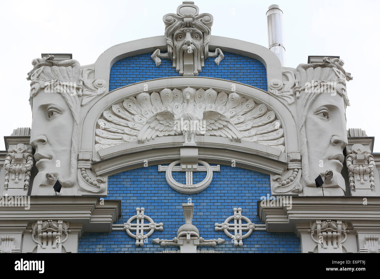 Art Nouveau facade of the house Eliza iela 10b or Elizabeth Street 10b ...