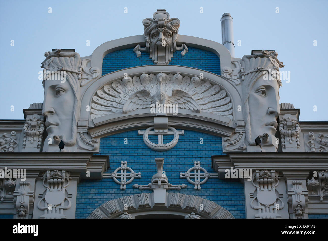 Art Nouveau facade of the house Eliza iela 10b or Elizabeth Street 10b ...