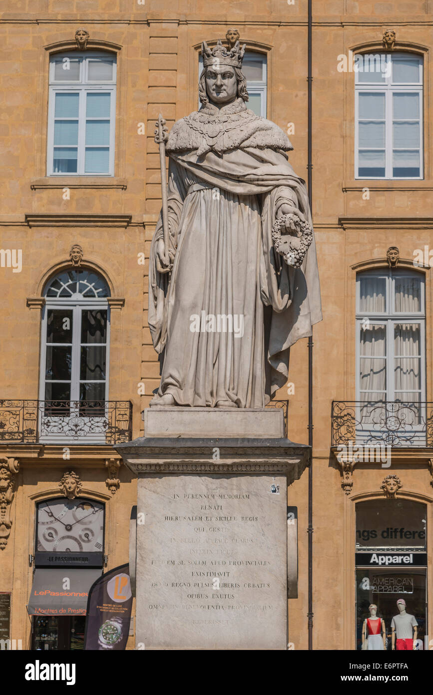 Statue of King René I, Cours Mirabeau, Aix-en-Provence, Bouches-du ...