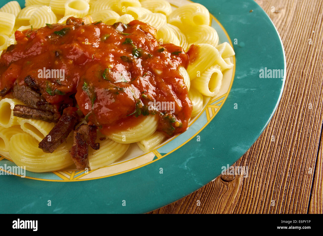 italian pasta pipe rigate with marinara or meat sauces, and beef Stock ...