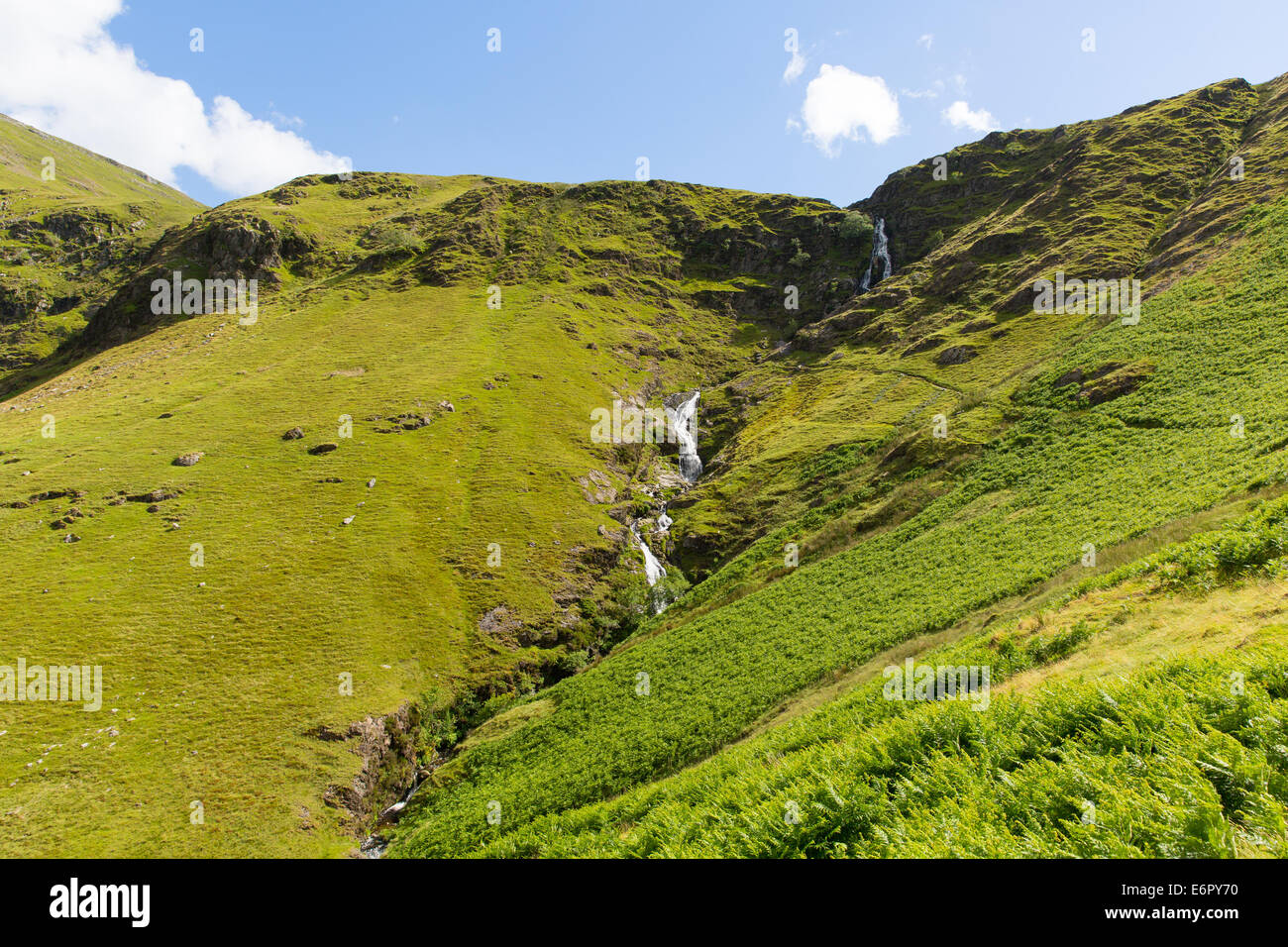 Lake District waterfall Moss Force Cumbria uk beautiful blue sky summer ...