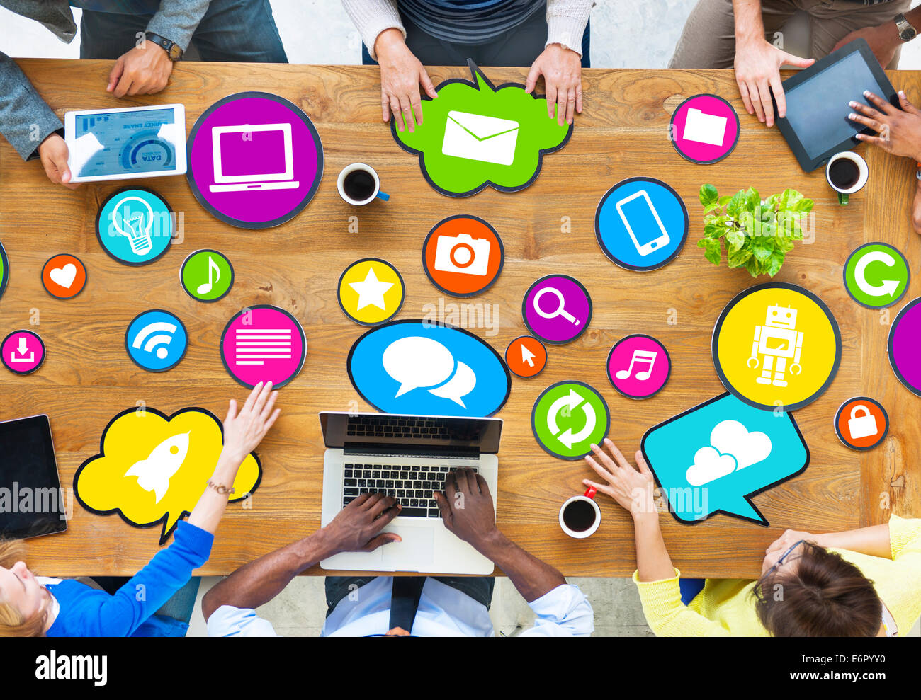Diverse People Connecting With Social Media Stock Photo - Alamy