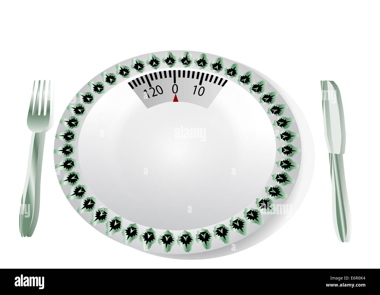 empty plate with kitchen scales Stock Photo - Alamy