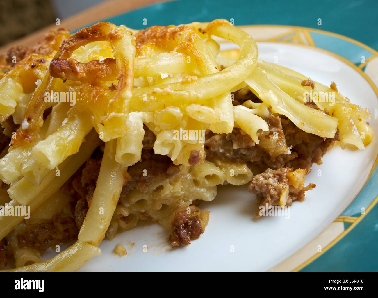 Pastitsio - a Greek and Mediterranean baked pasta dish including ground ...