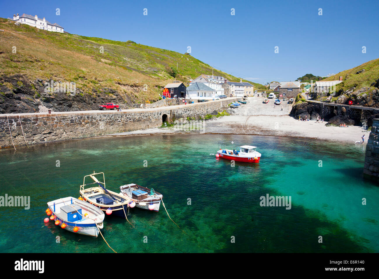 The picturesque harbour at Mullion Cove on the Lizard Peninsula ...