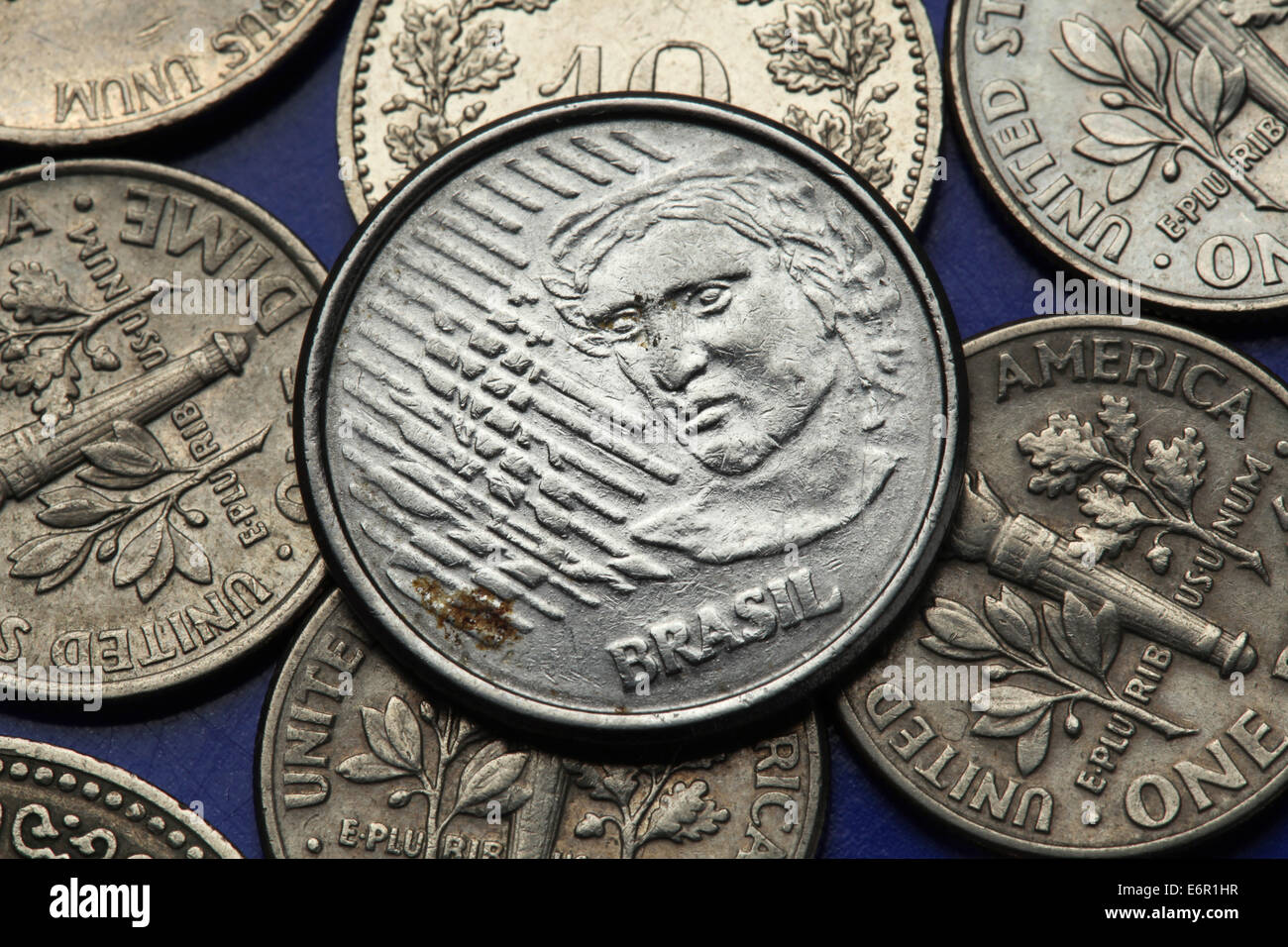 Coins of Brazil. Brazilian five centavos coin Stock Photo - Alamy