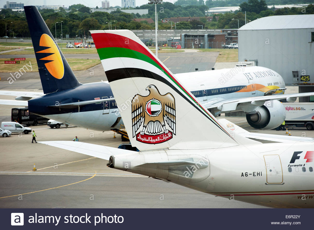 London UK London Heathrow Airport (LHR) Etihad Airlines Airbus A340 ...