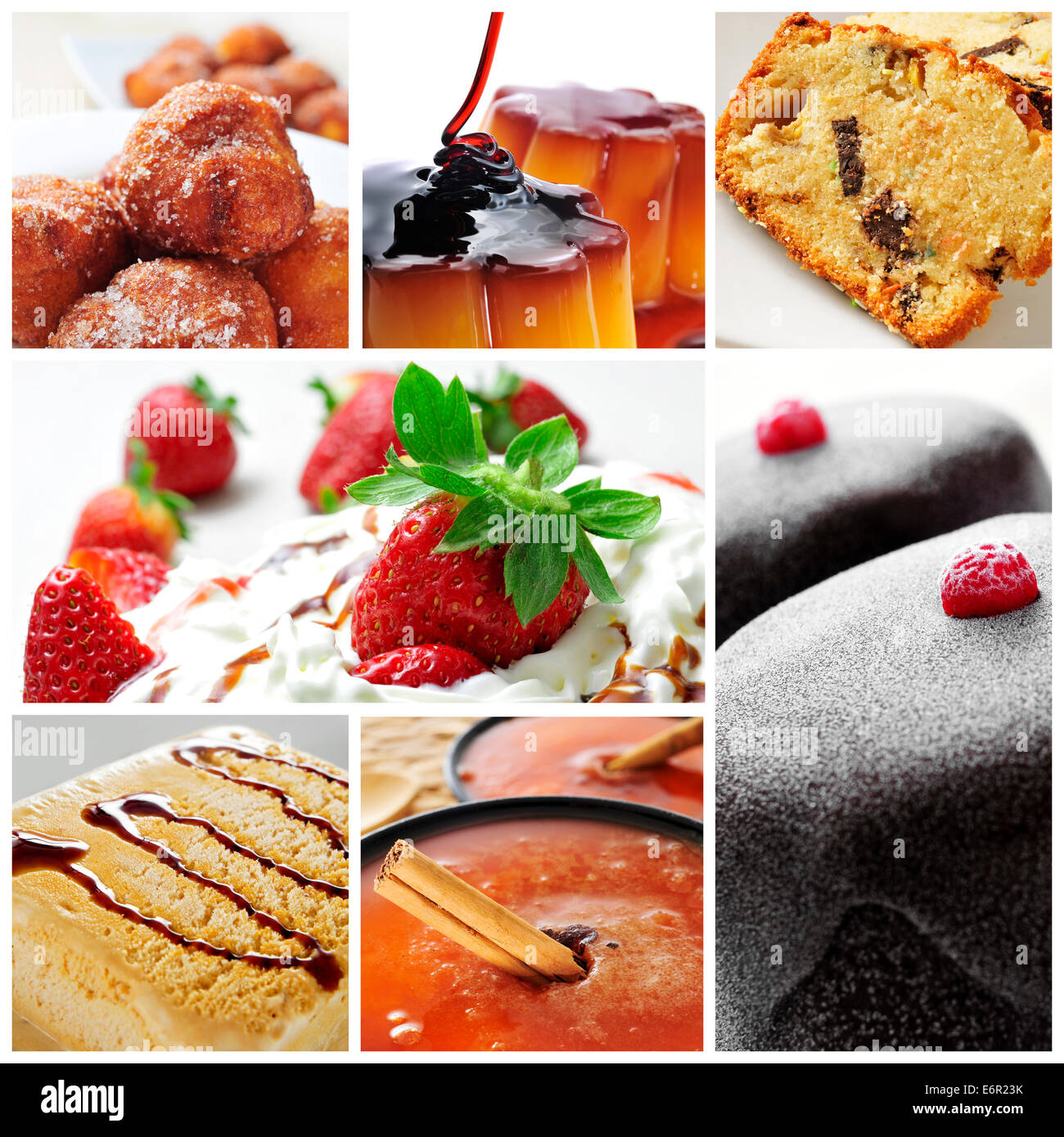 a collage of seven pictures of different international desserts Stock ...