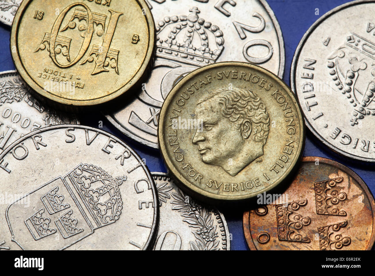 Coins of Sweden. King Carl XVI Gustaf of Sweden depicted in Swedish ...