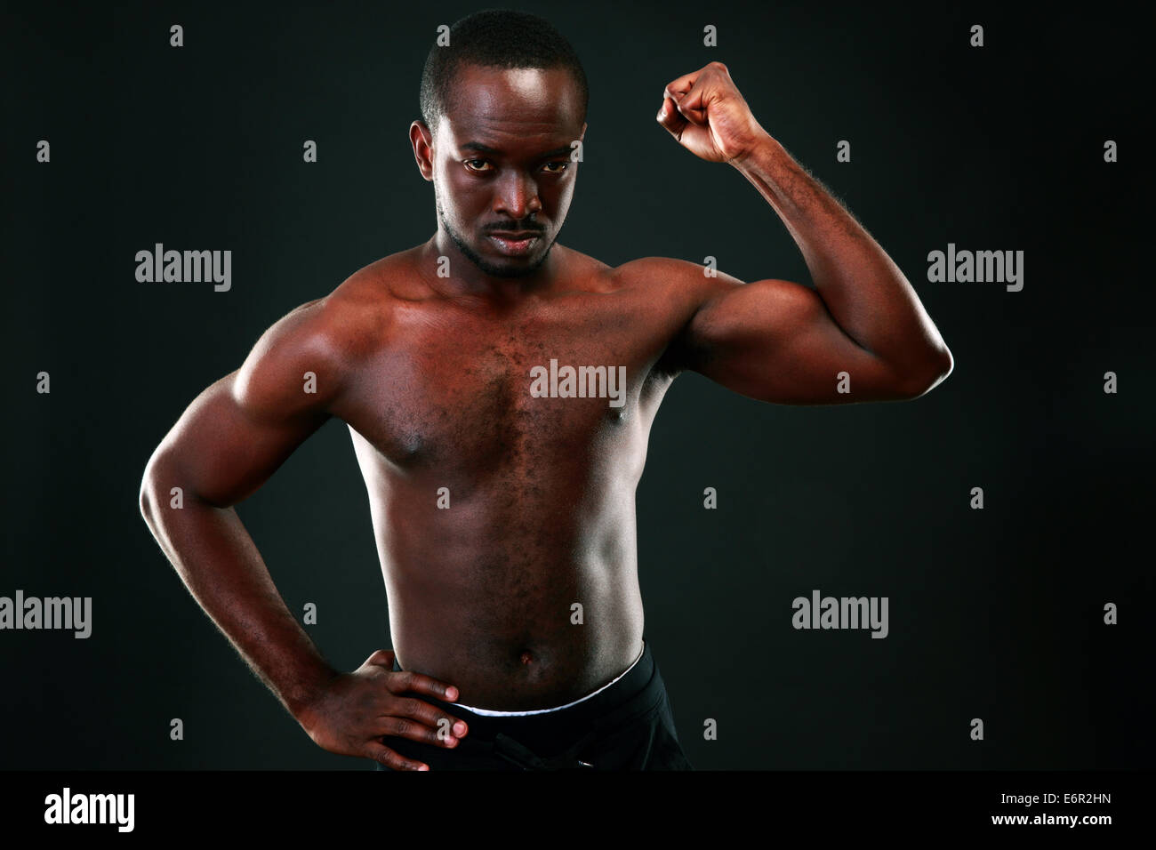 African american bodybuilder showing muscular hi-res stock photography ...