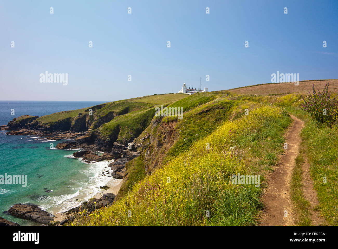 Lizard lighthouse from above Housel Bay on the South West Coastal ...