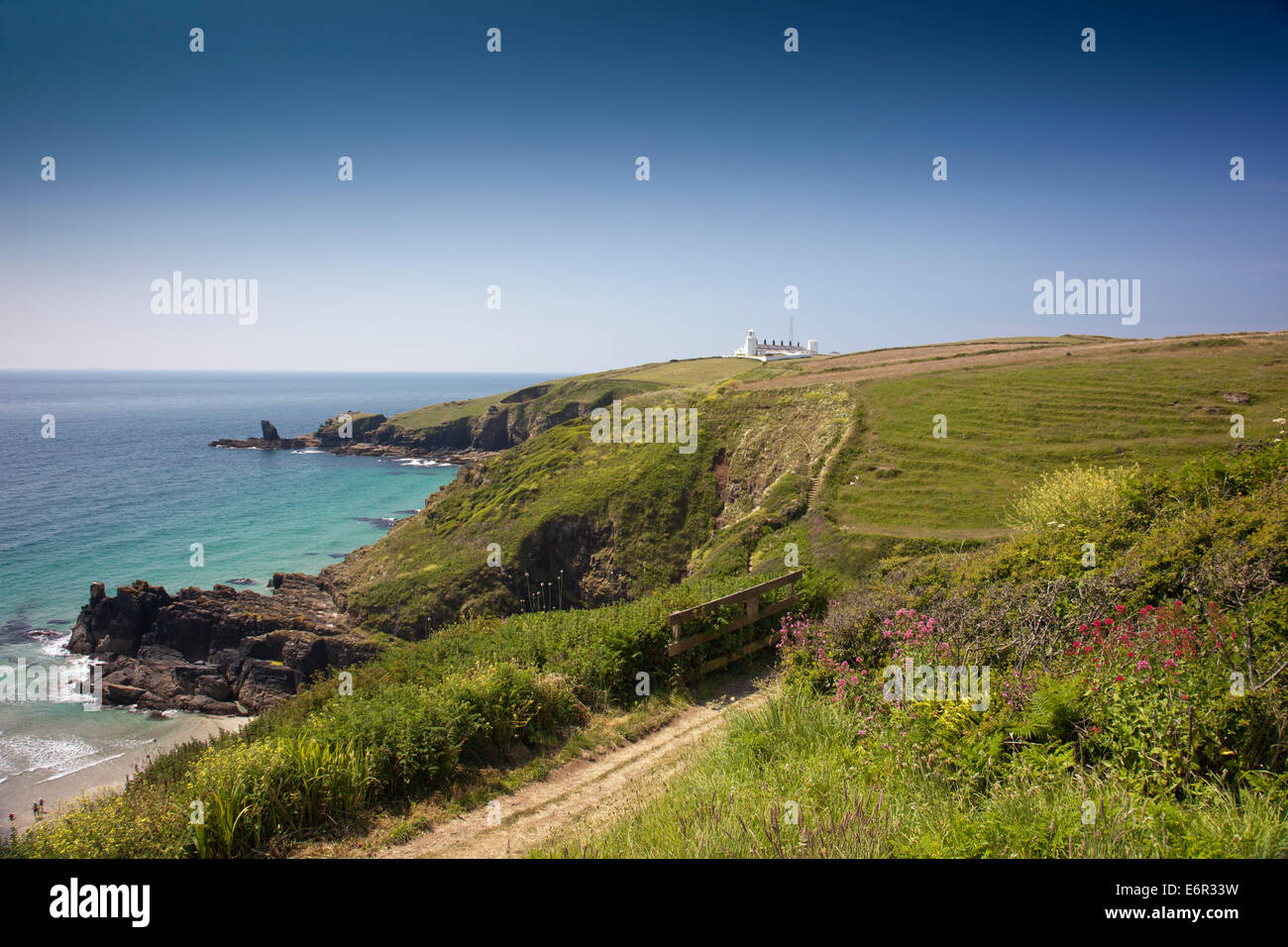 The Lizard lighthouse and the South West Coastal Footpath from above ...