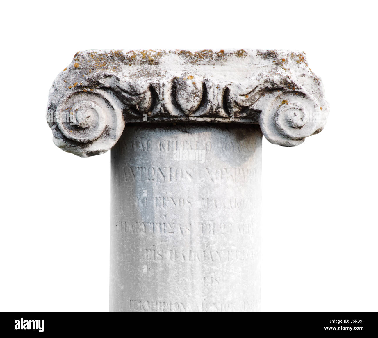 ancient stone classic column on white background Stock Photo - Alamy