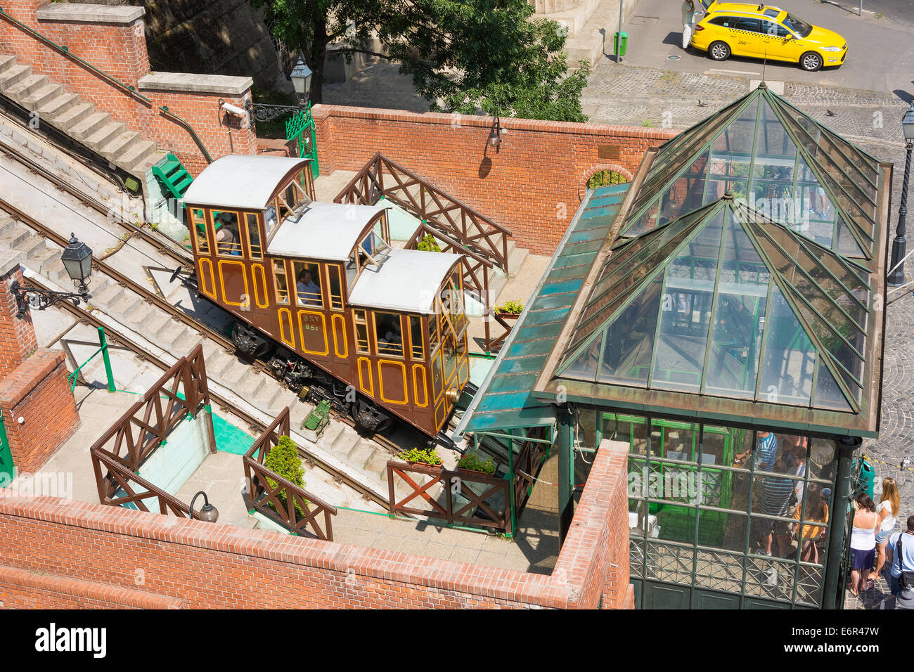 Budapest Castle Hill funicular rail from Adam Clark Square Stock Photo ...