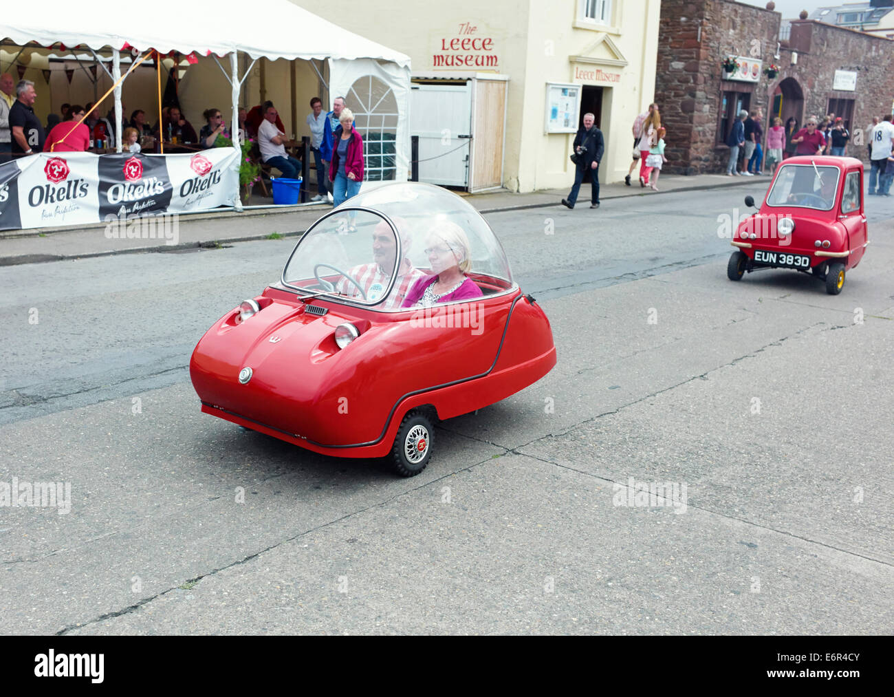 Two Peel P50 cars in Peel, Isle of Man Stock Photo - Alamy