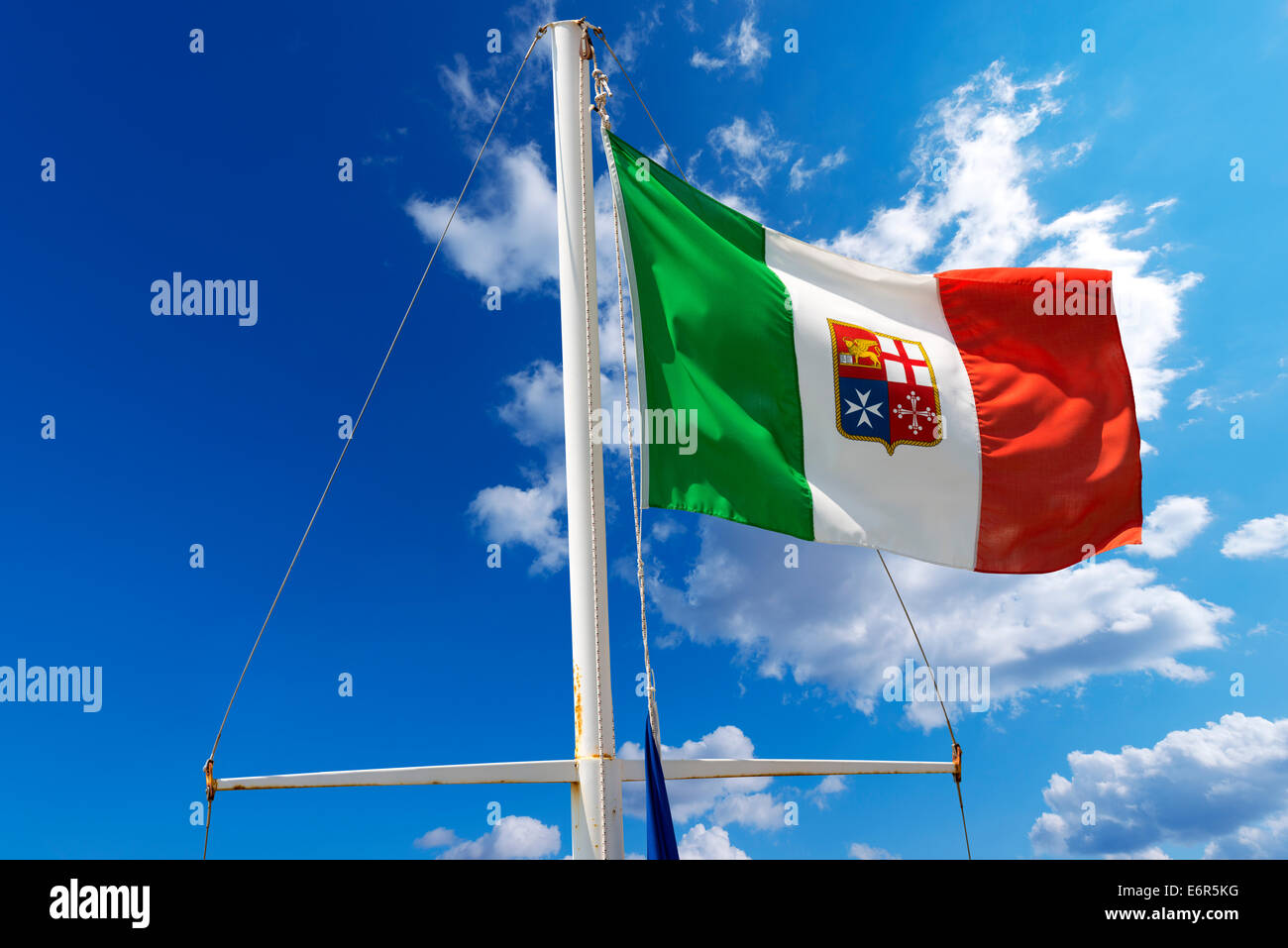 Italian Nautical Flag on Blue Sky Stock Photo - Alamy