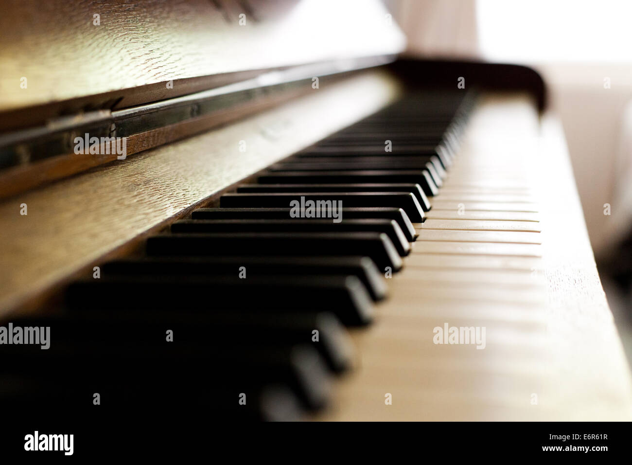Low angle view of piano keys stretching off into the distance Stock ...