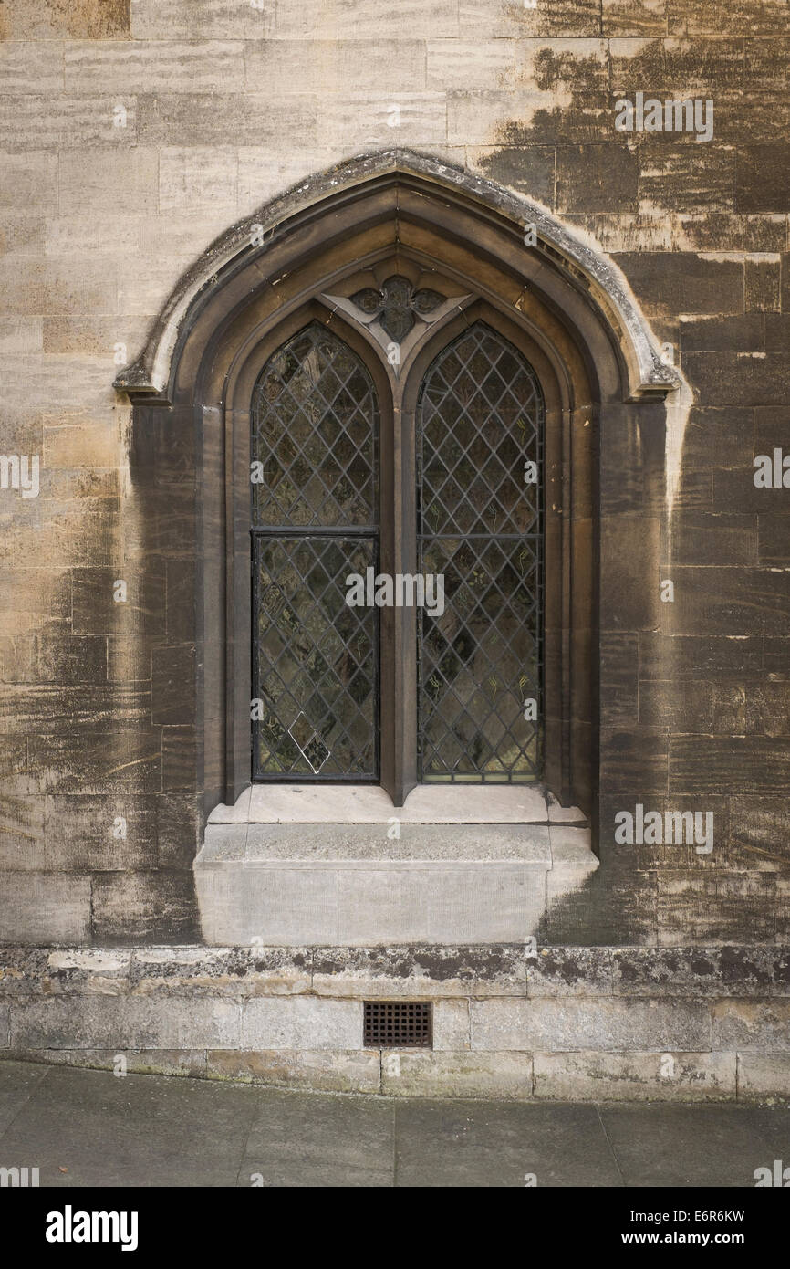Leaded glass window at Peterhouse College, Cambridge University, UK ...