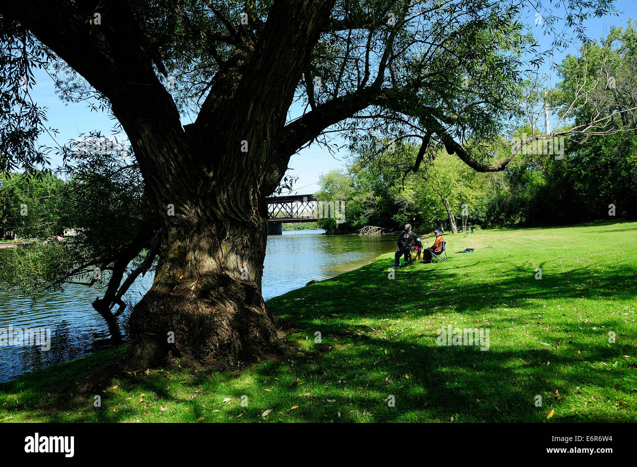 Lions Park along the Fox River in Fox River Grove, Illinois Stock Photo ...
