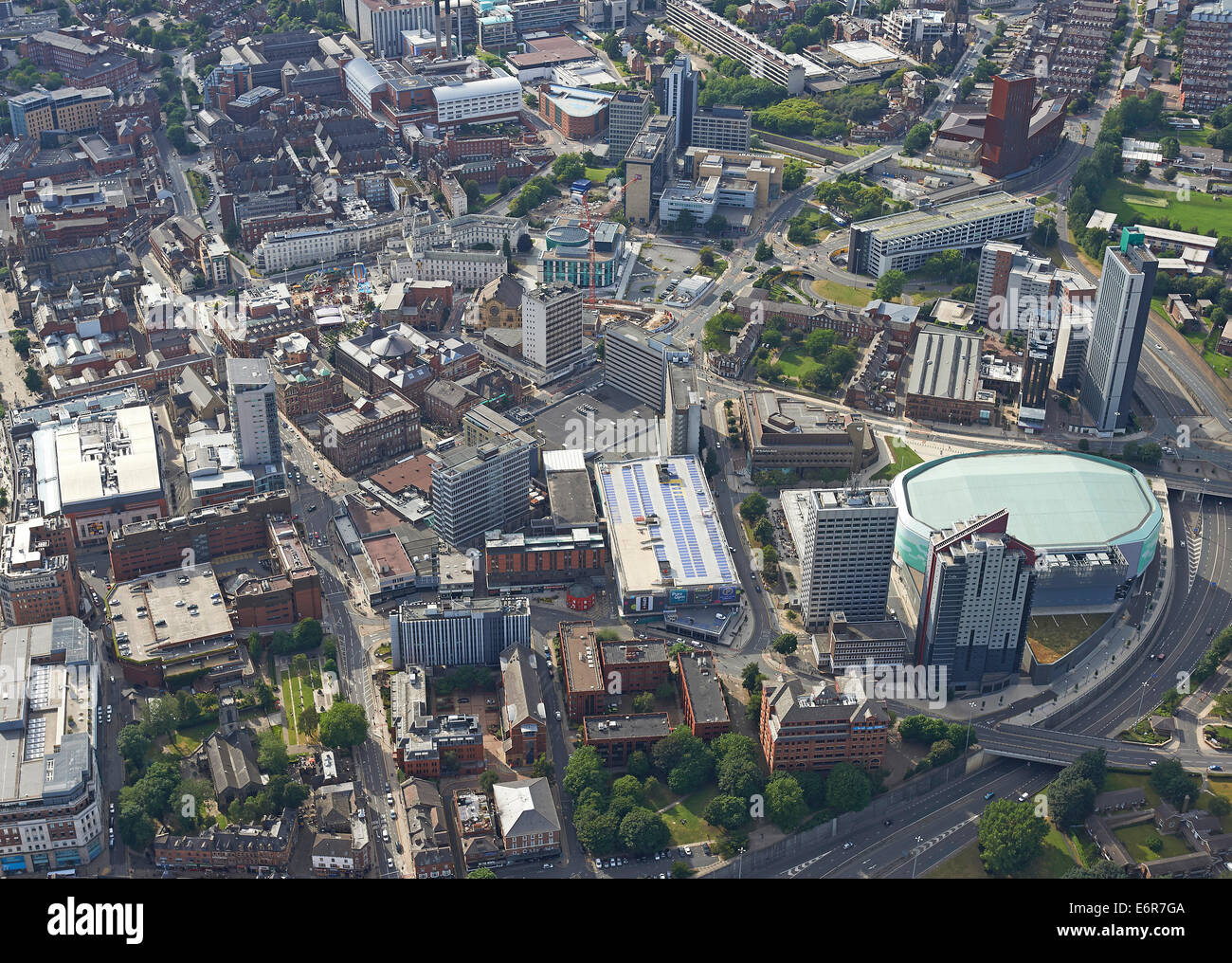 The north end of Leeds City Centre from the air, West Yorkshire ...