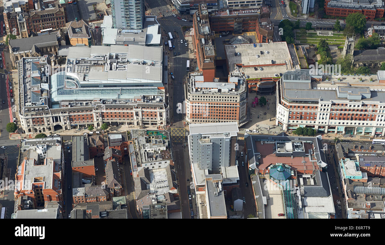 The Headrow, Leeds City Centre from the air, West Yorkshire, Northern ...
