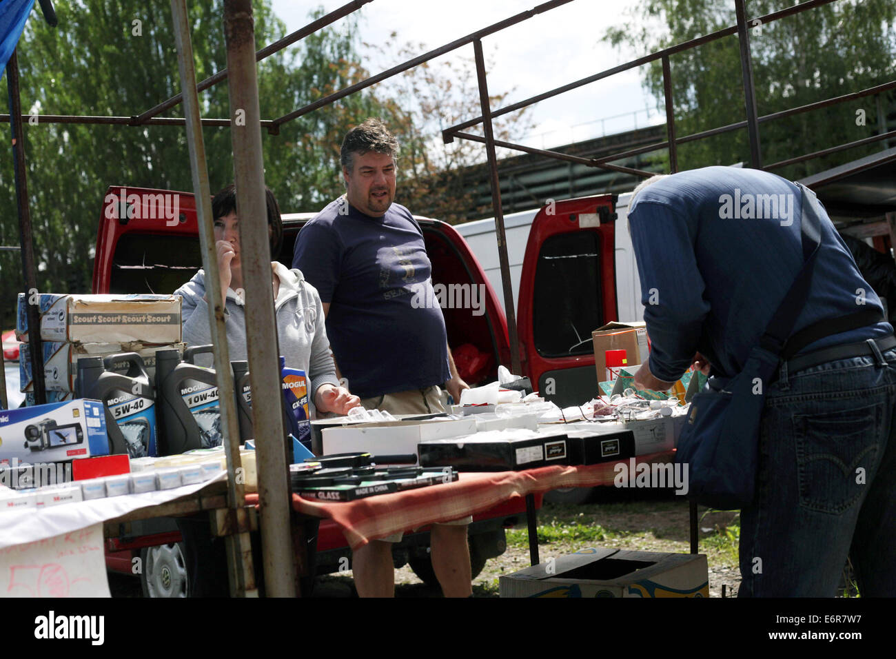Flea market (Flohmarket) Kolbenova in Prague, Czech Republic on May 10 ...