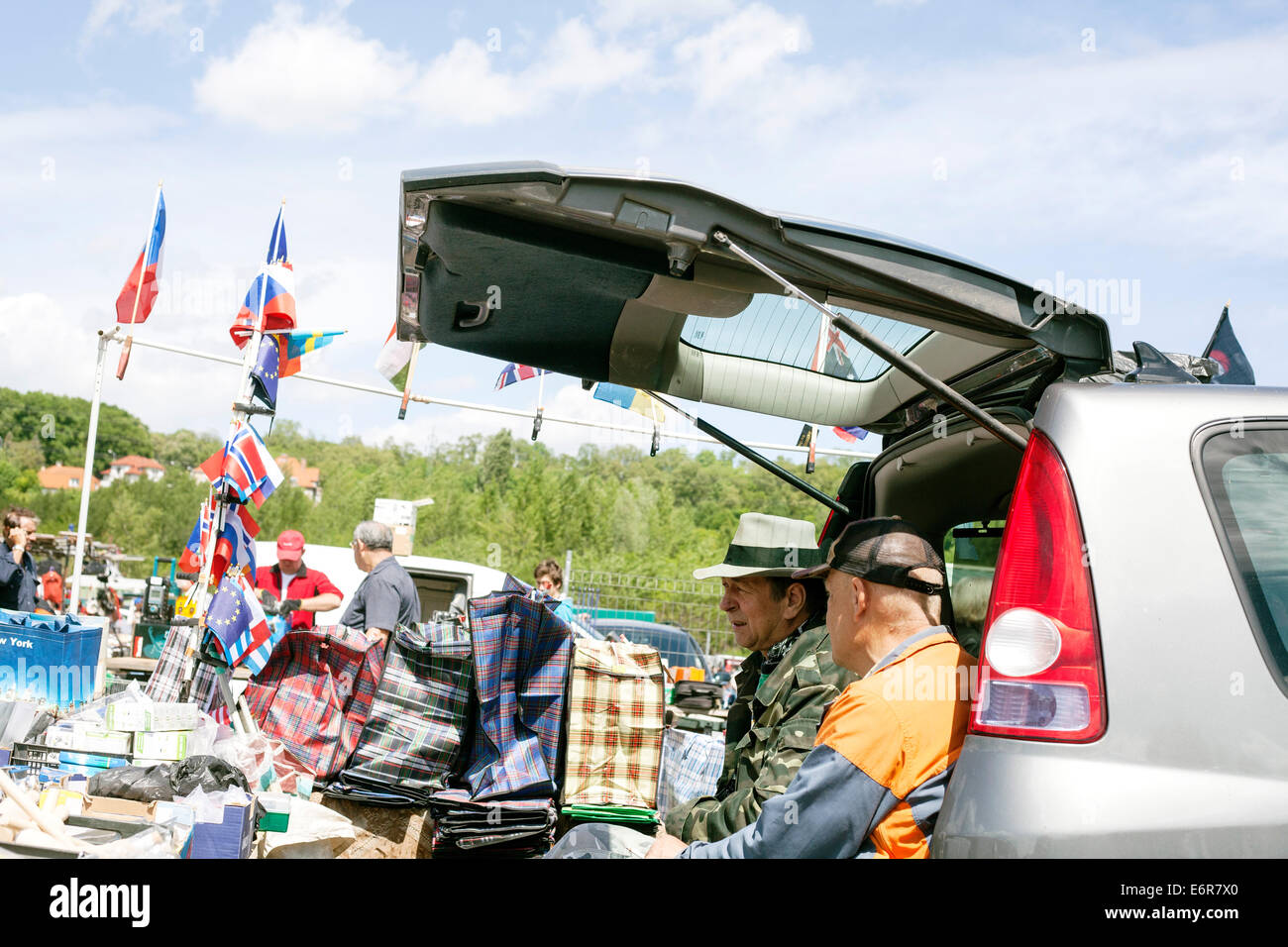 Flea market (Flohmarket) Kolbenova in Prague, Czech Republic on May 10 ...