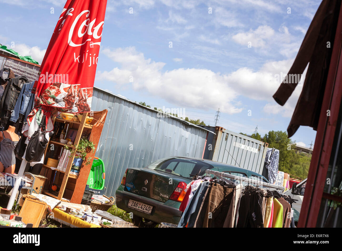 Flea market (Flohmarket) Kolbenova in Prague, Czech Republic on May 10 ...
