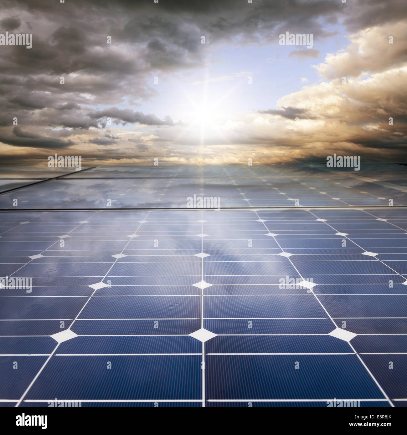 Power plant using renewable solar energy with sun Stock Photo - Alamy