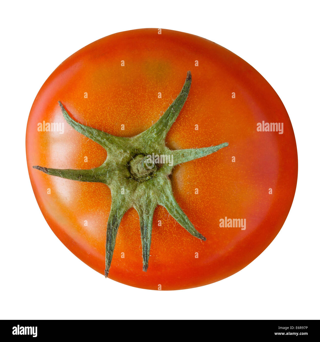 tomato top view, isolated over white, path included Stock Photo - Alamy