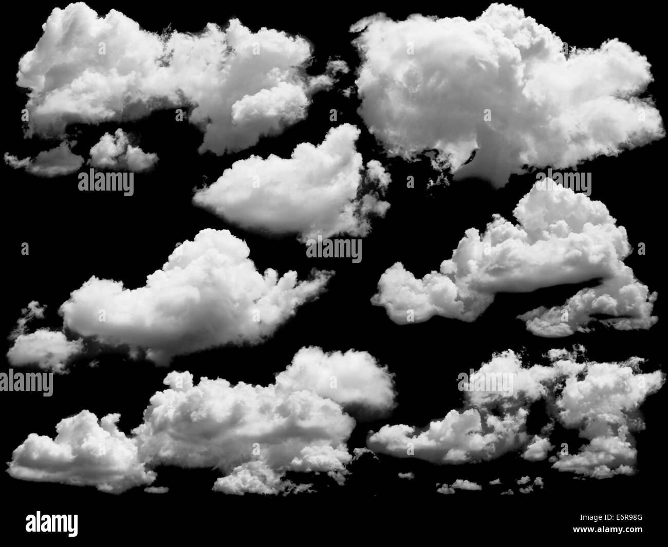 Set of isolated clouds over black. Design elements Stock Photo - Alamy