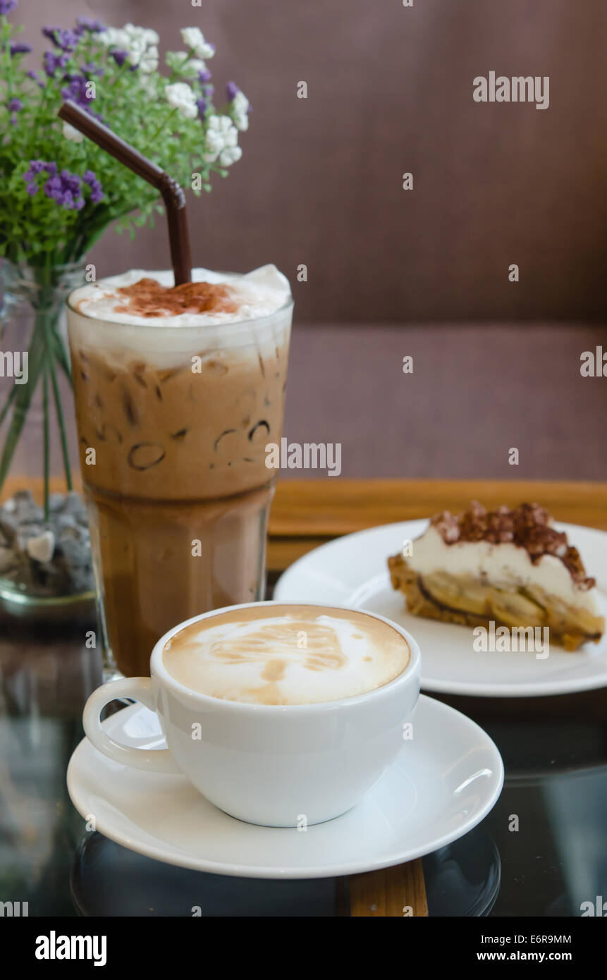 Cup of hot Coffee with Banoffee pie Stock Photo - Alamy