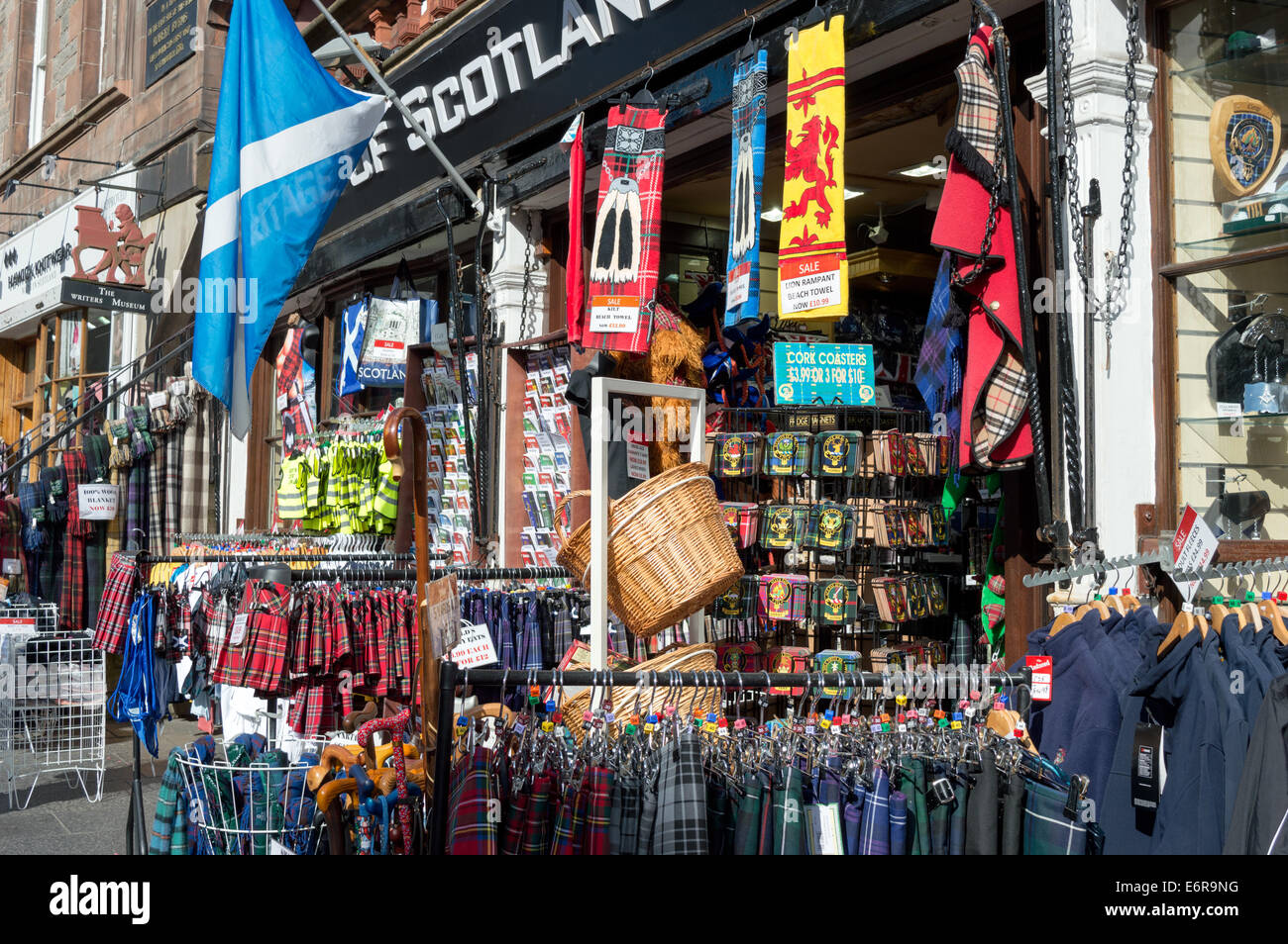 Scottish souvenirs outside a gift shop on the Royal Mile Edinburgh ...