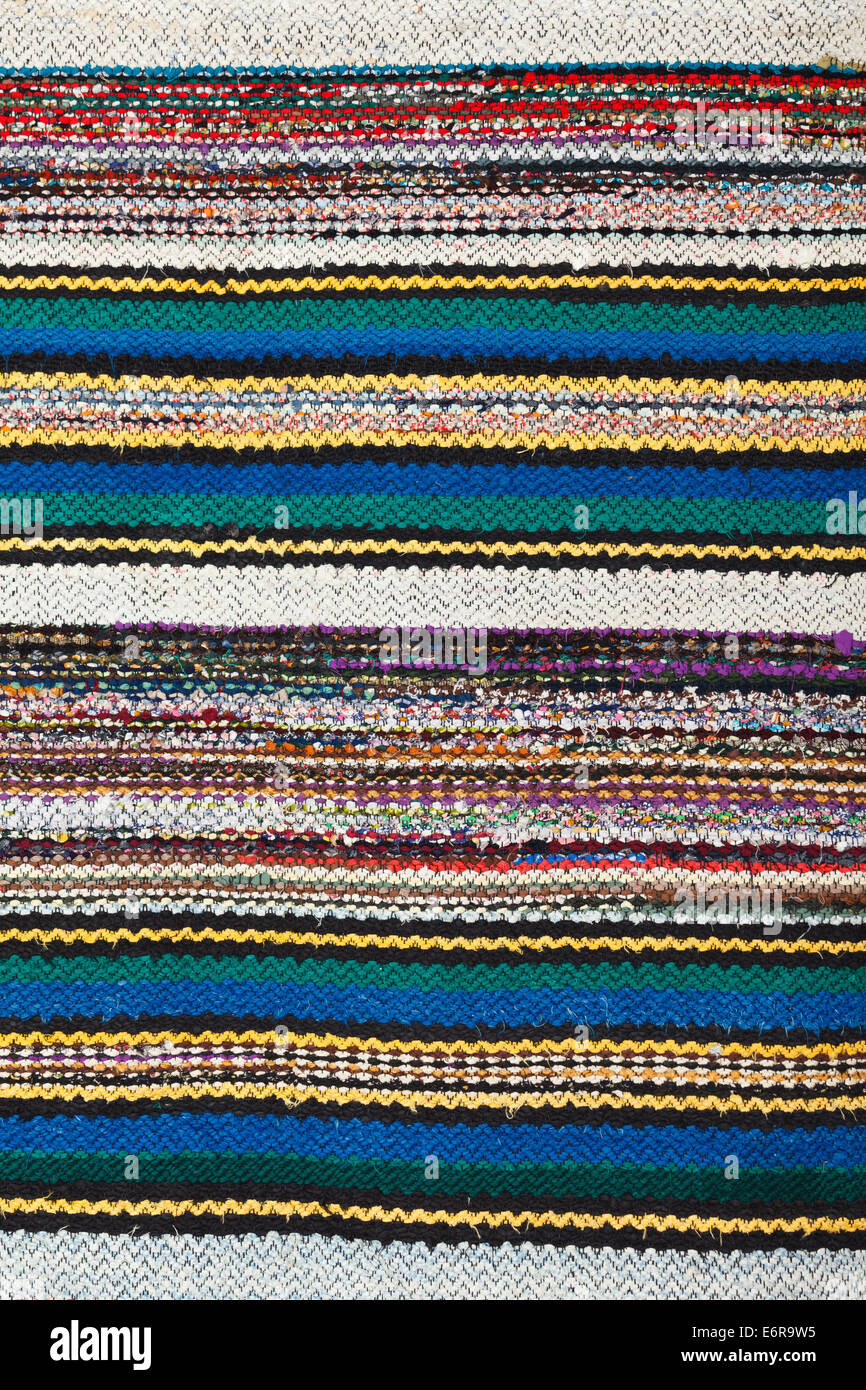 Picture of Bulgarian hand-made rag-carpets, different colors, close up ...