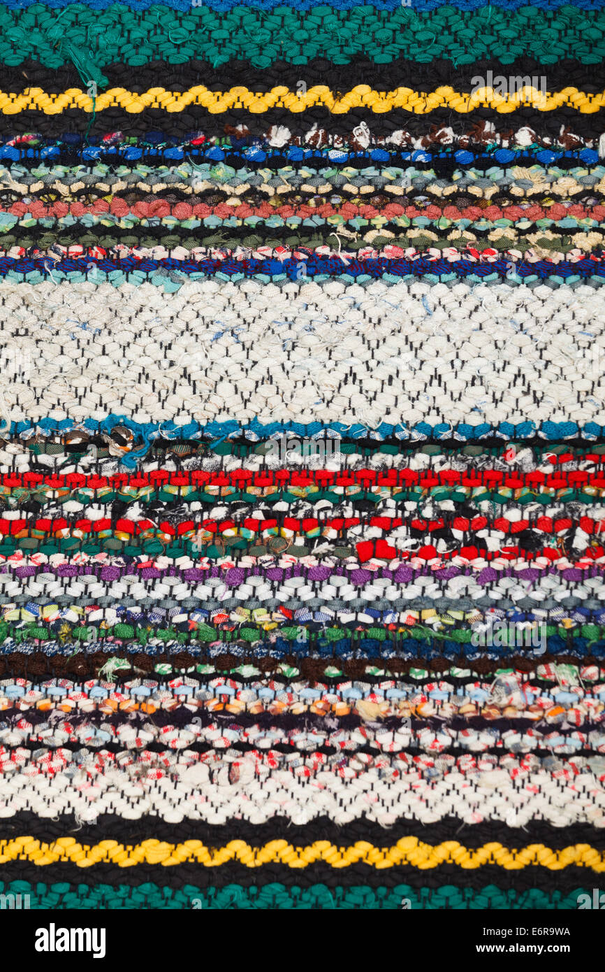 Picture of Bulgarian hand-made rag-carpets, different colors, close up ...