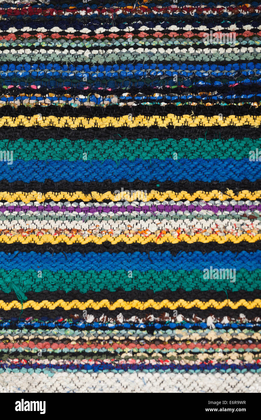 Picture of Bulgarian hand-made rag-carpets, different colors, detail ...