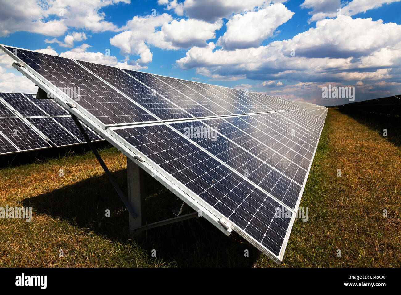Power plant using renewable solar energy with clouds Stock Photo - Alamy
