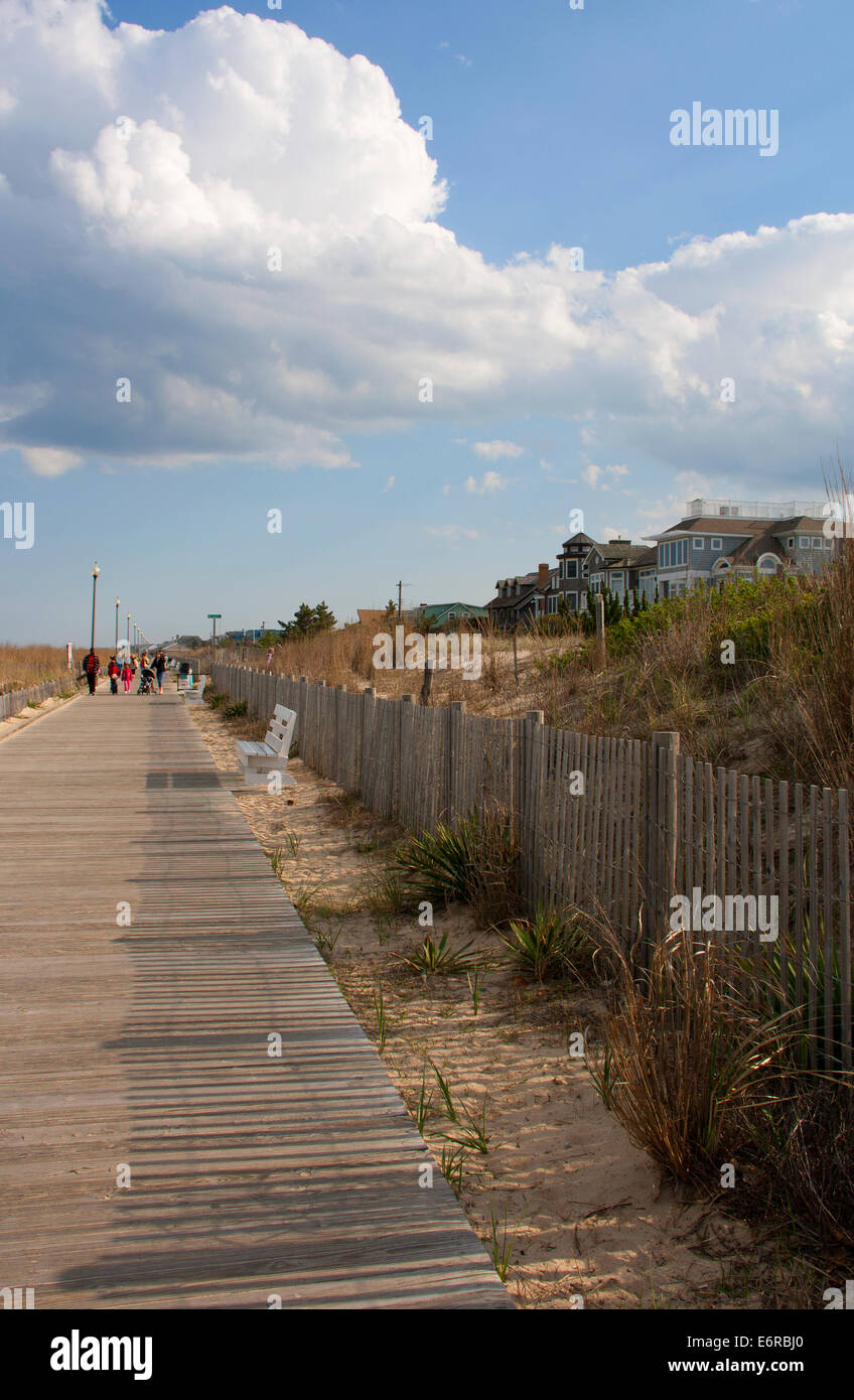 Rehoboth Beach, DE – May 3, 2014: The Boardwalk stretches from the town ...
