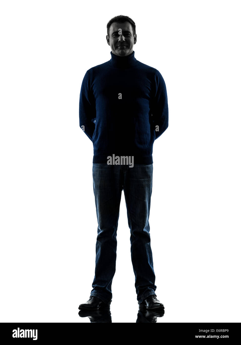 one man full length in silhouette studio isolated on white background ...