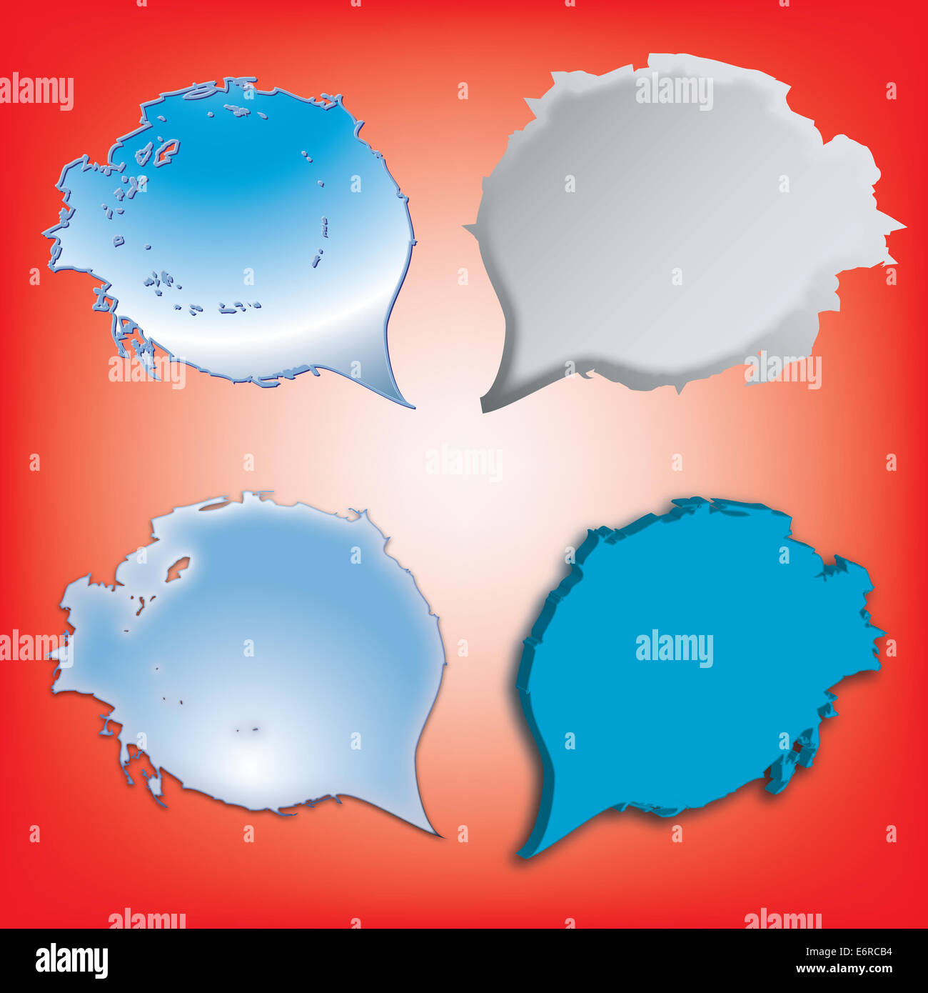 dialog speech bubbles icons on a red background Stock Photo - Alamy