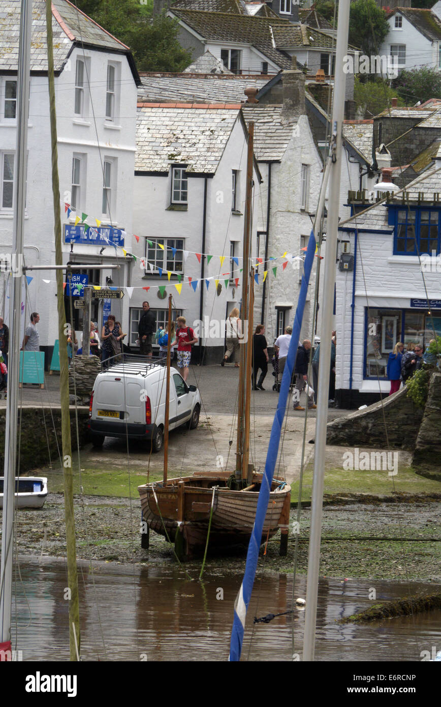 Polperro, Cornwall, England, UK. Fishing boats in harbour Stock Photo ...