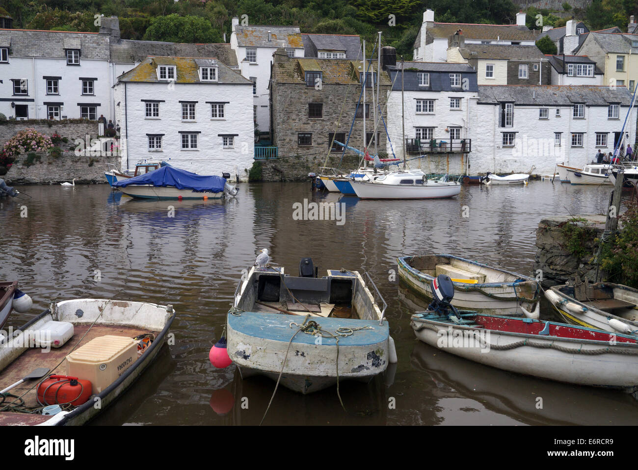 Polperro, Cornwall, England, UK. Boats in harbour Stock Photo - Alamy