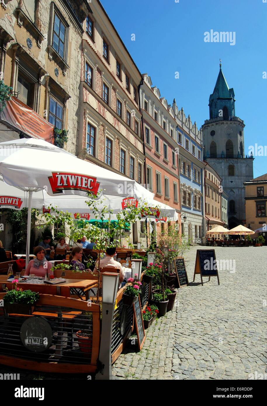 LUBLIN, POLAND: View of a row of fine 17th-18th century baroque houses ...
