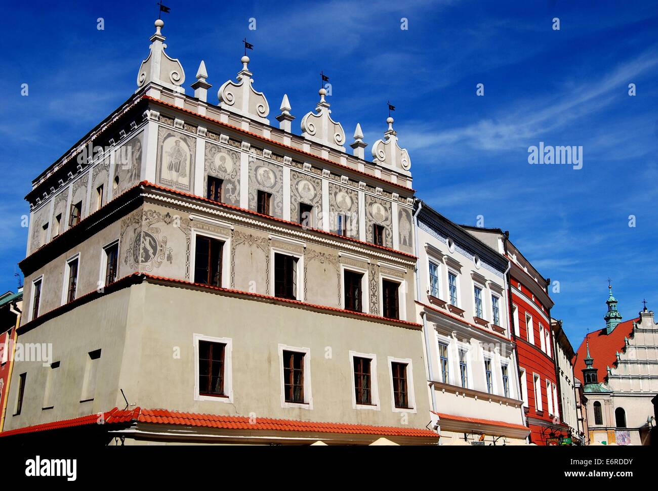 LUBLIN, POLAND: A flamboyantly baroque building with fresco decorations ...
