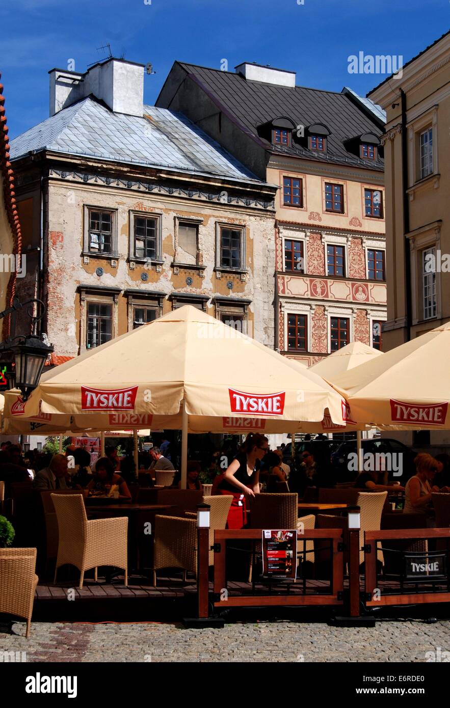 LUBLIN, POLAND: Outdoor café offers shade and rest in the charming old ...